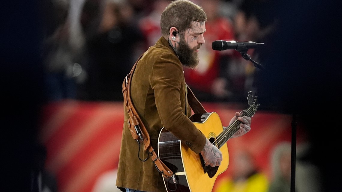 Post Malone performs 'America the Beautiful' at Super Bowl ...