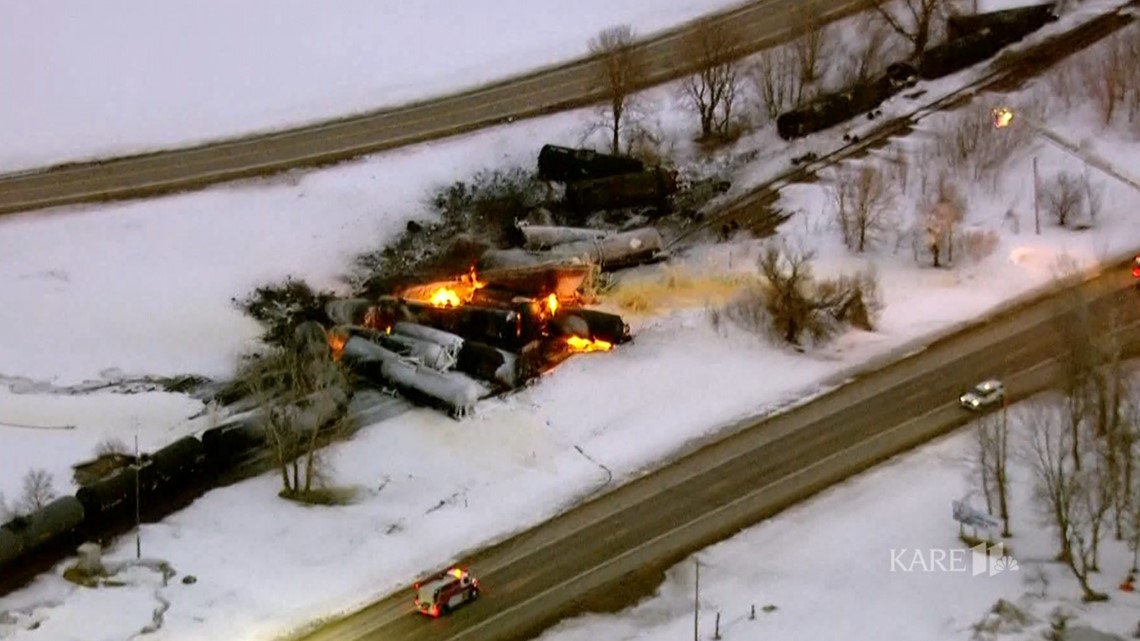 Fiery train derailment prompts evacuations in Minnesota ...