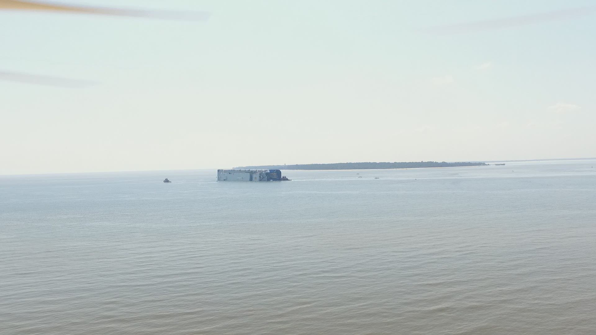 Drone video of overturned cargo ship at St. Simons Sound; Four crew ...