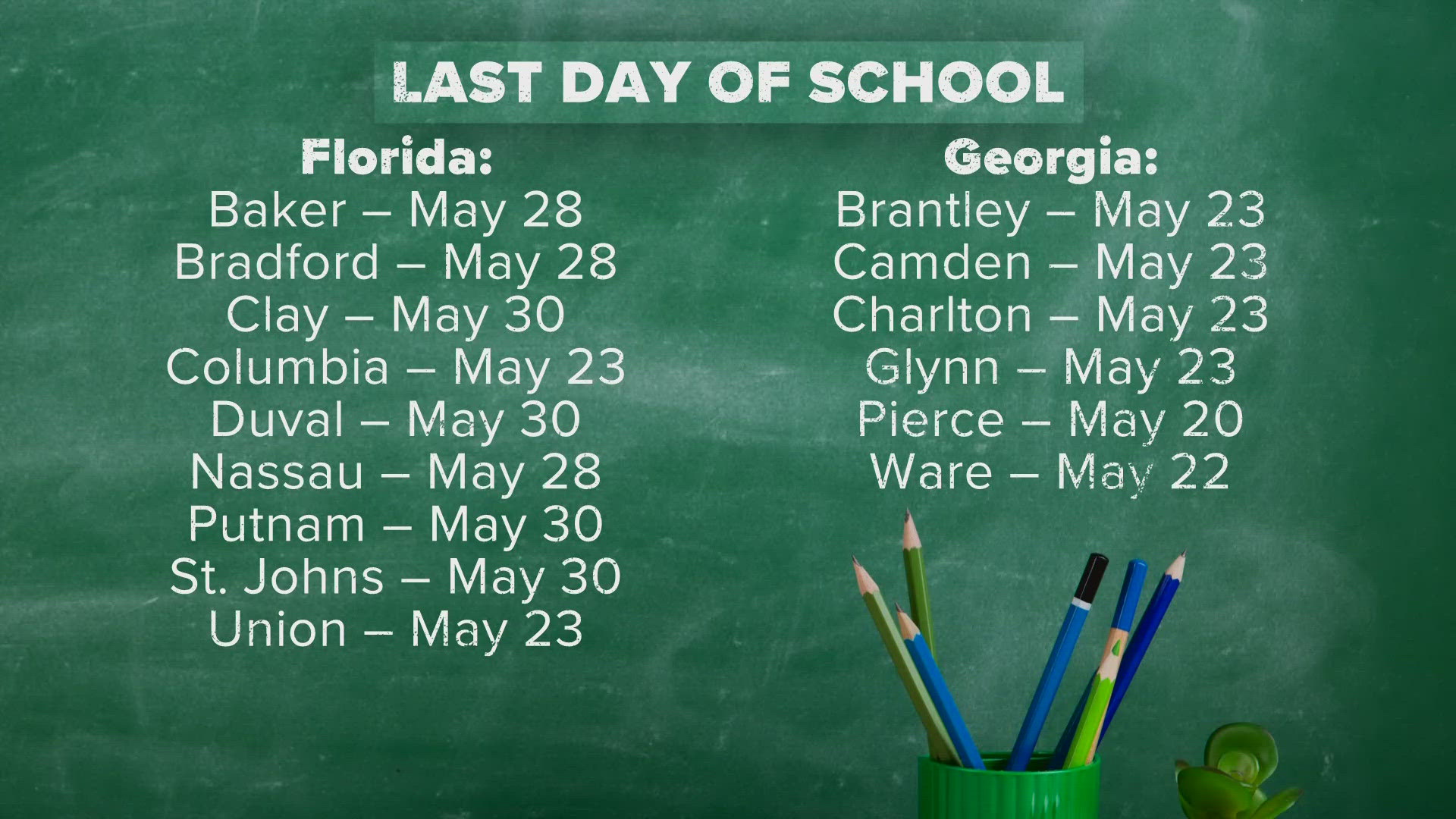 When is the last day of school in Florida and Georgia? | firstcoastnews.com