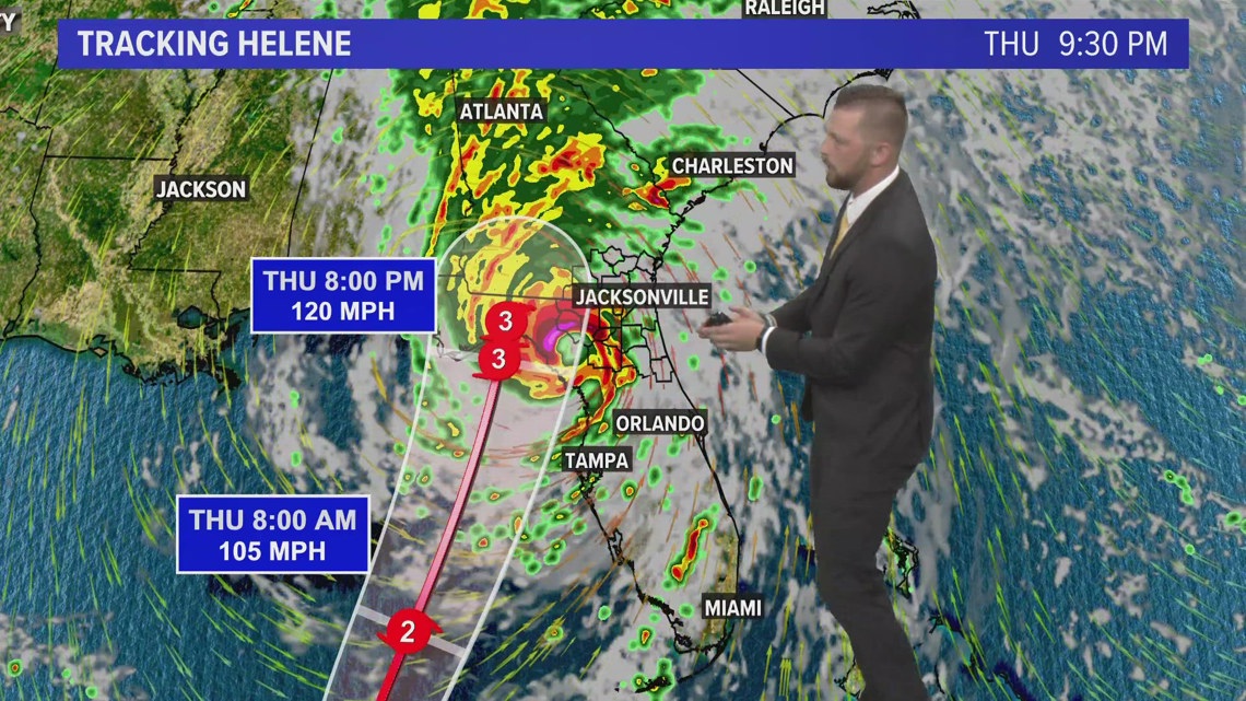 Increasing moisture and weak, outer bands from Helene creep in ...
