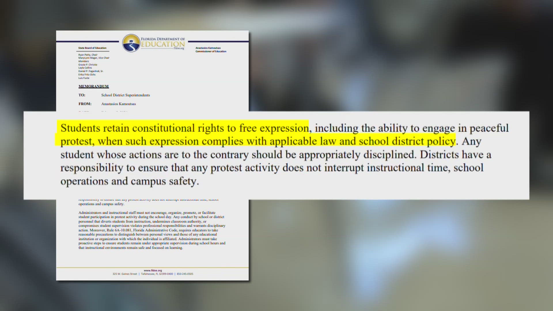Florida's education commissioner cracking down on student protests ...