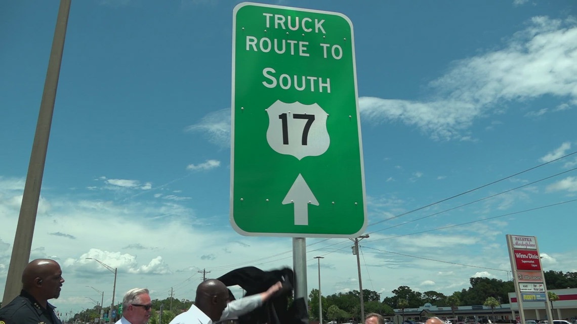 New FDOT signs keeping tractor-trailers out of areas where Palatka ...