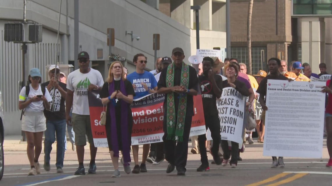 Dozens march on Jacksonville City Hall calling on elected officials to ...