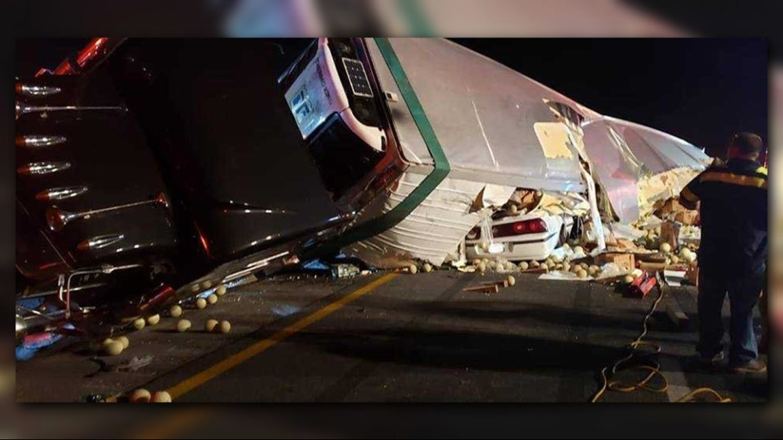 Two rescued after being pinned under a semi truck in five-car crash on ...