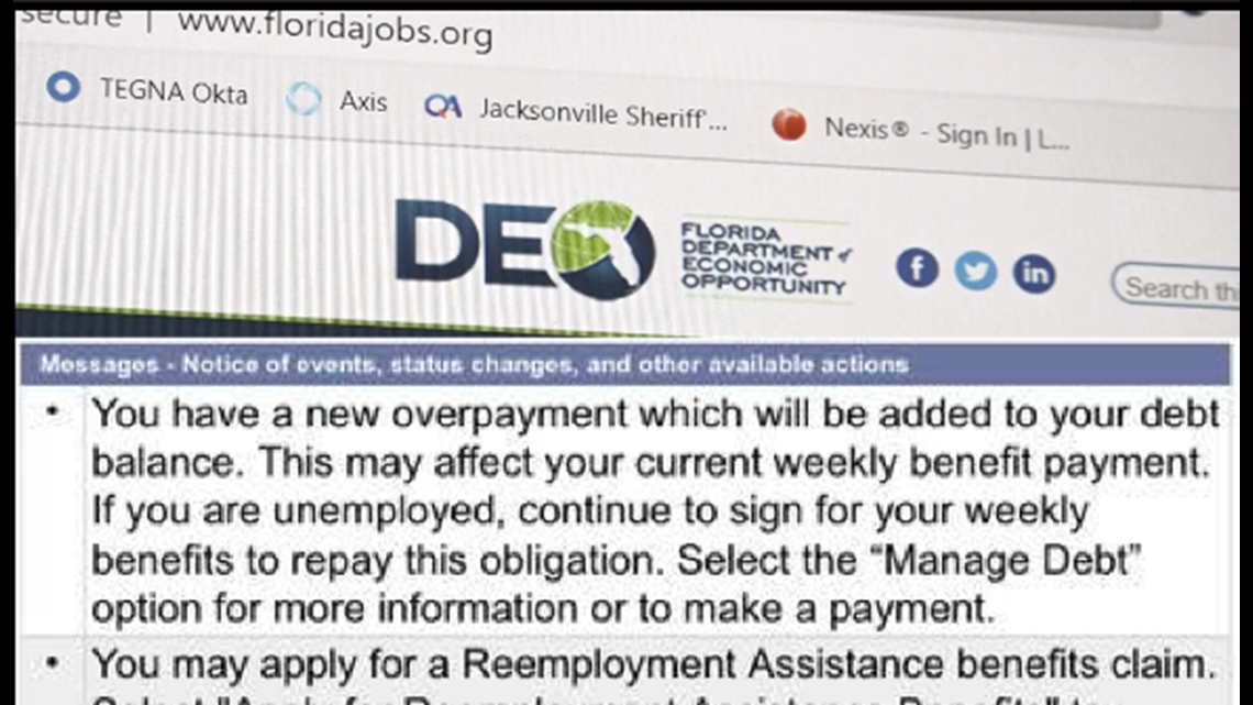 Potential glitch tells claimants they owe money for Fla. Department of ...