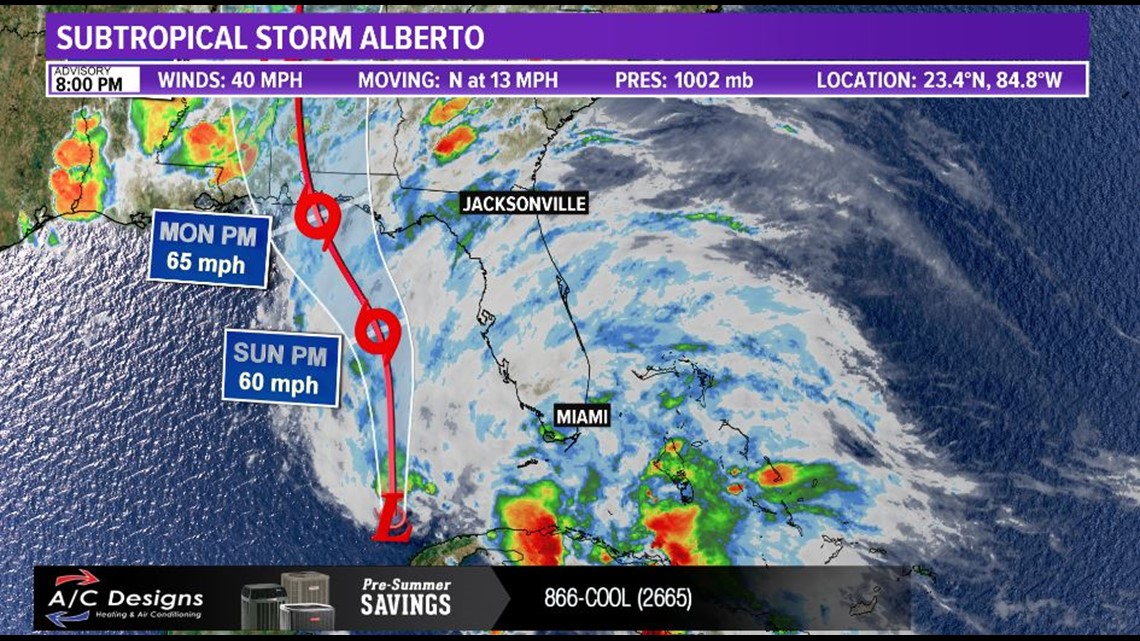 Track Subtropical Storm Alberto: Spaghetti models, forecast cone and ...