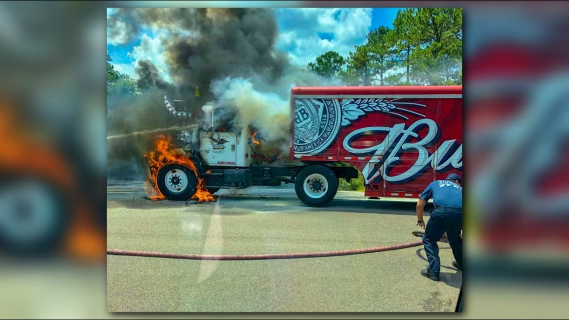 VIDEO: Budweiser truck catches fire on Argyle Forrest Boulevard ...