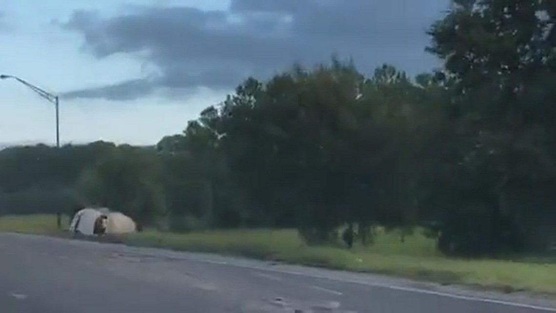 Flipped truck on I-95 Northbound | firstcoastnews.com