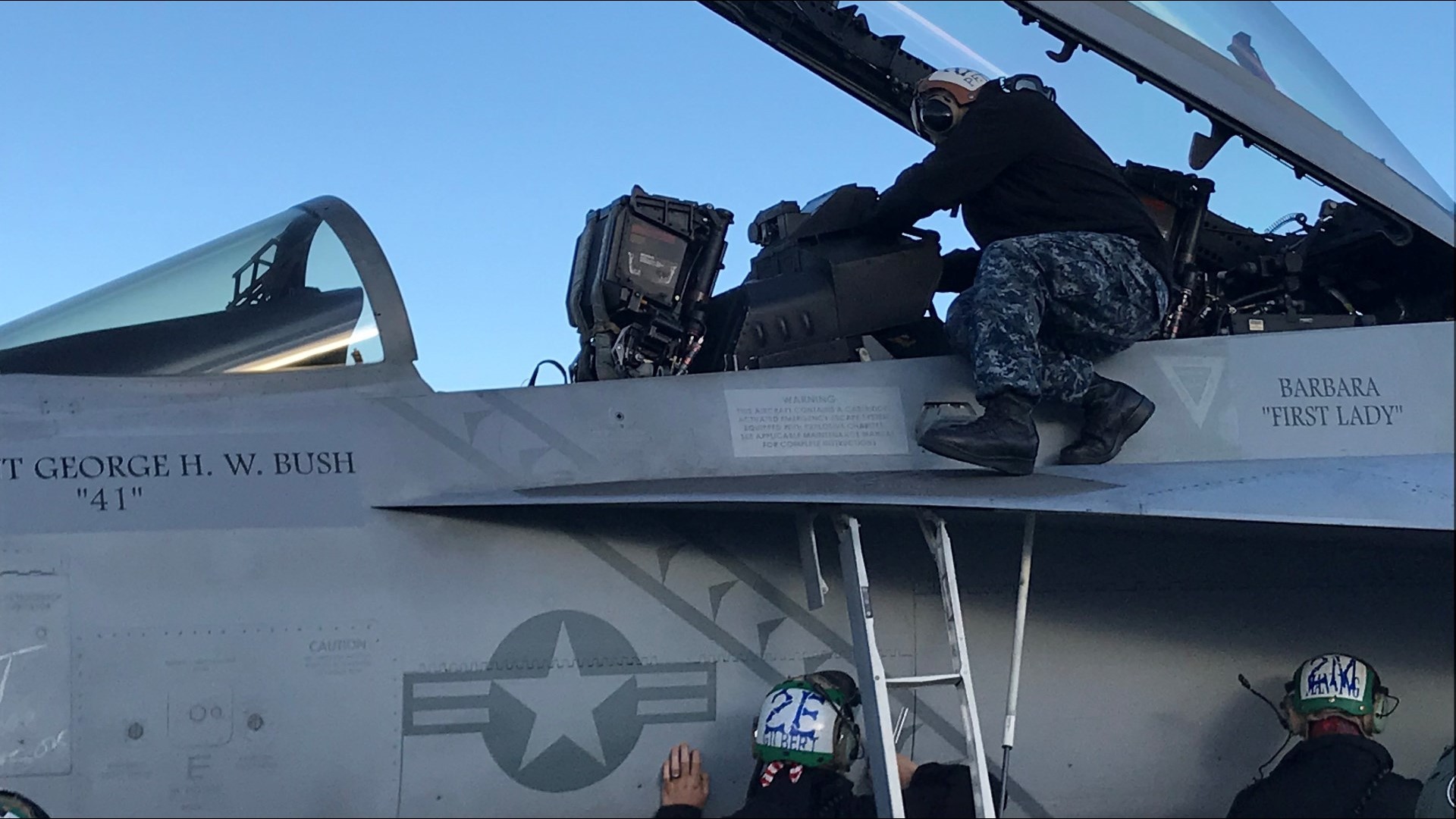 Navy performs 21-aircraft missing man flyover to honor President Bush ...