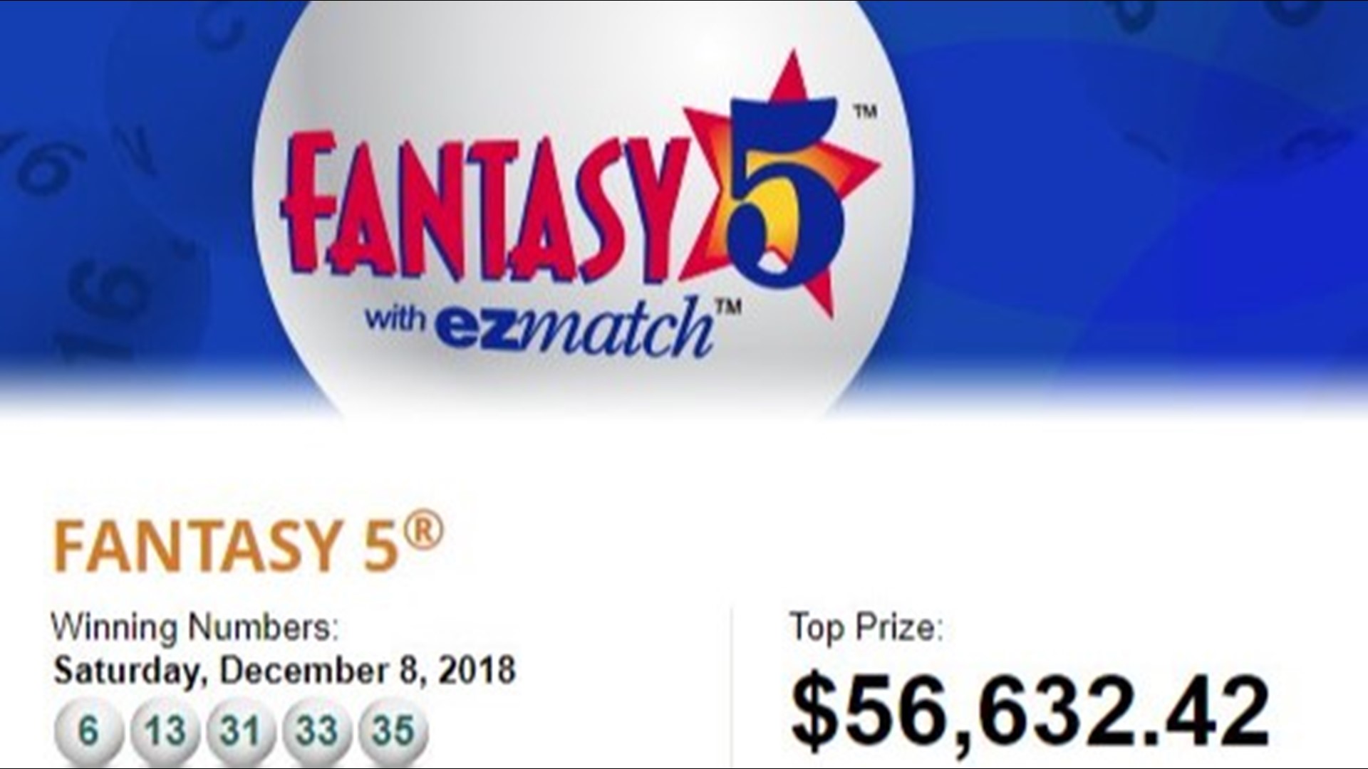 Check your tickets! Winning Fantasy 5 ticket purchased at Town Center ...