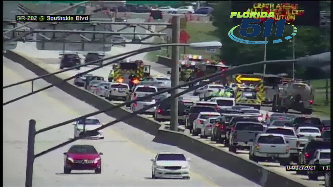 Traffic backing up on JTB eastbound at Southside Boulevard ...