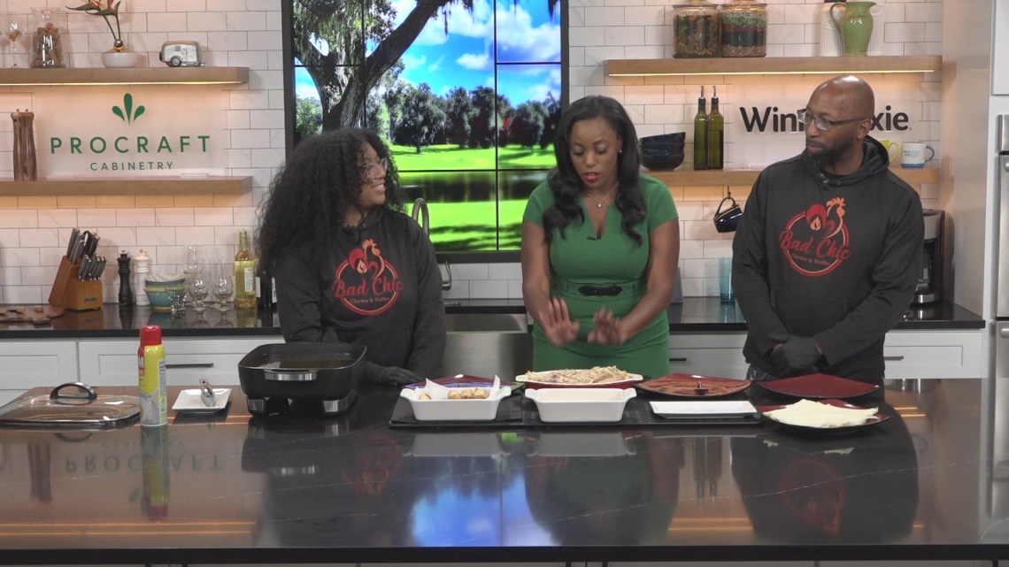 Bad Chic Chicken & Waffles roll up to make some egg rolls on Good ...