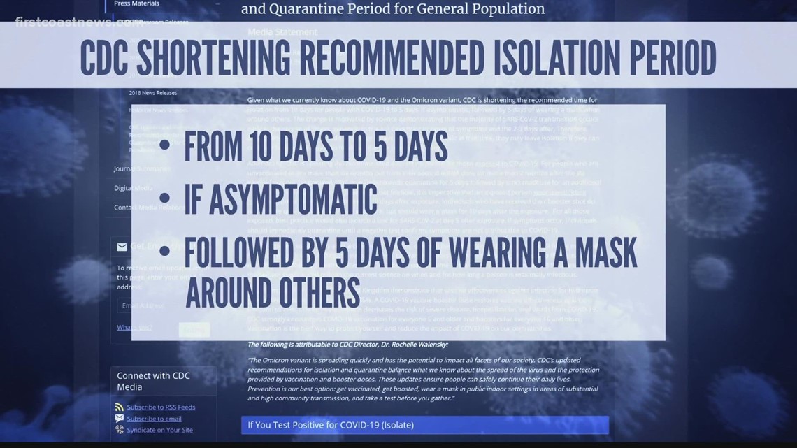 Explaining CDC's new COVID-19 isolation guidelines | firstcoastnews.com