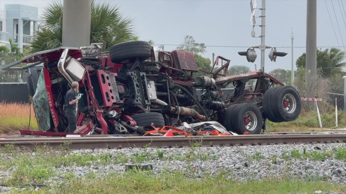 Train collides with fire truck in Florida, officials say ...