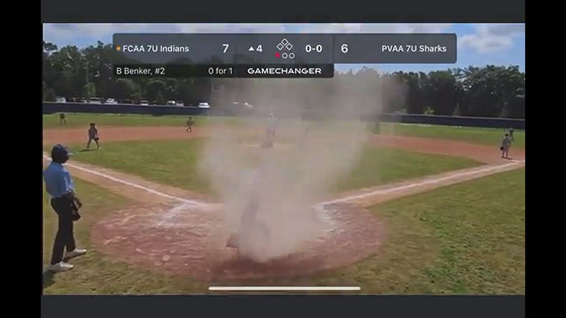 It's called a dust devil, looks like a mini tornado; this happened when ...