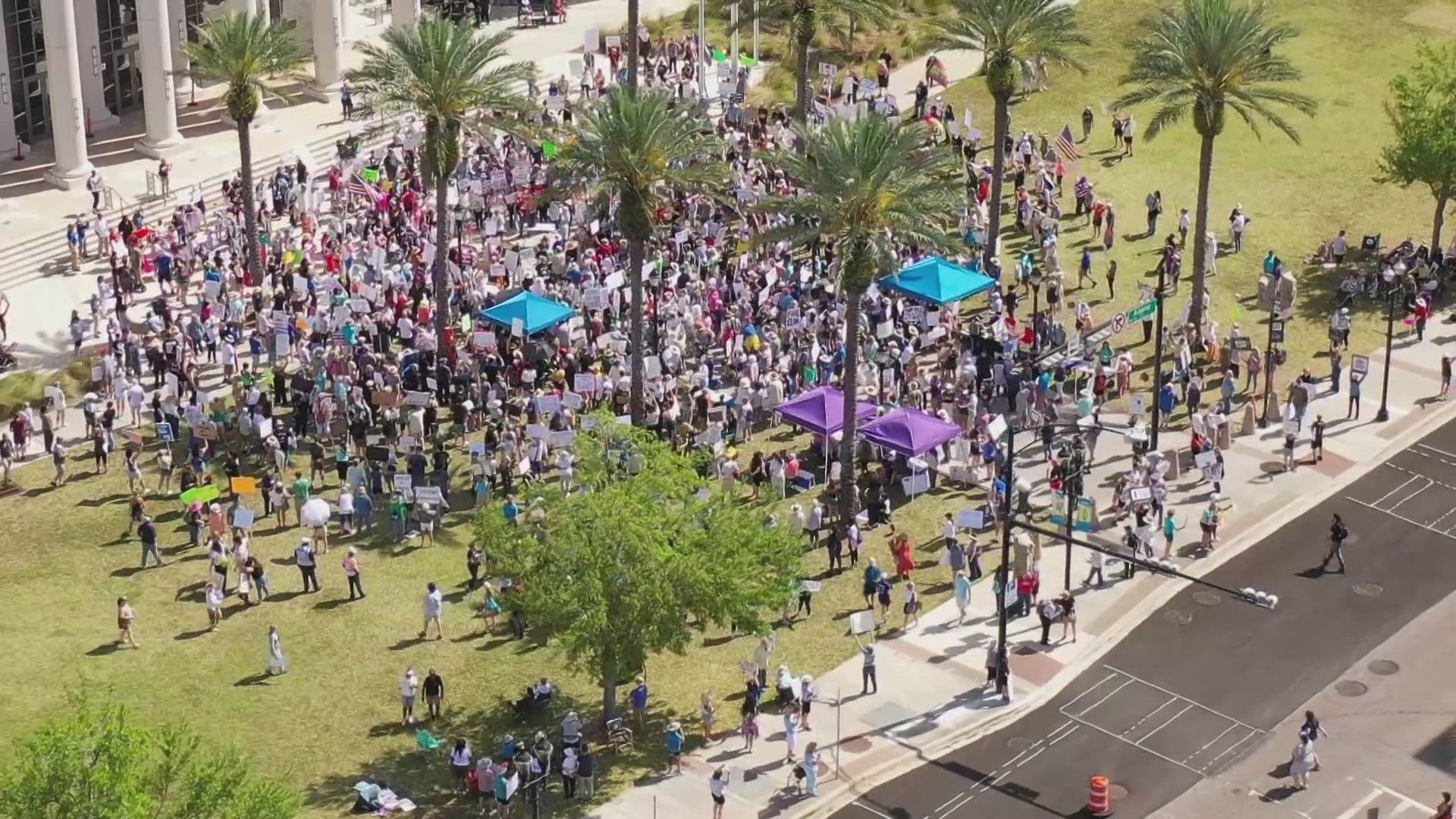 'Hands Off!' protests take place in Jacksonville against Trump, Musk ...