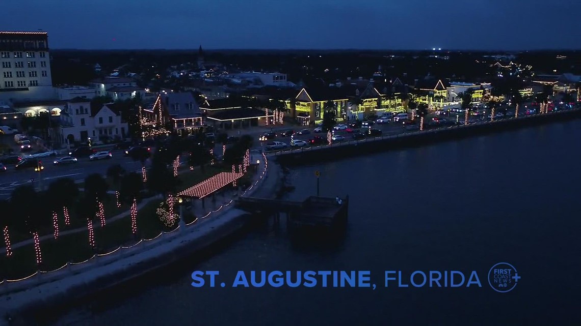 Holiday lights galore on display in St. Augustine | Drone video ...