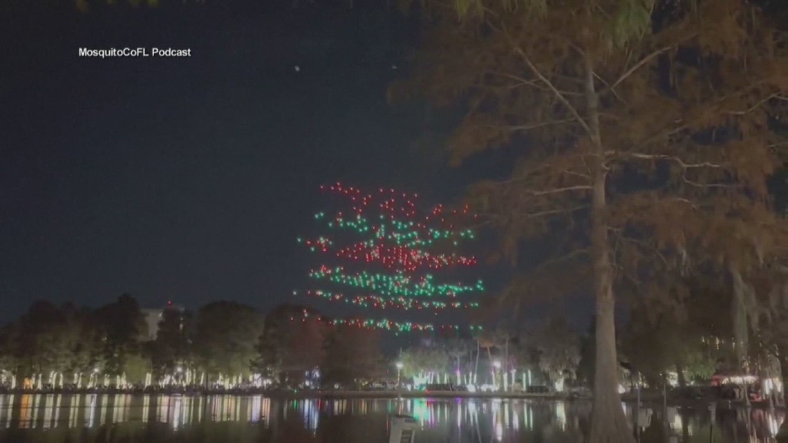 Drones fall from the sky during downtown Orlando's holiday drone show ...