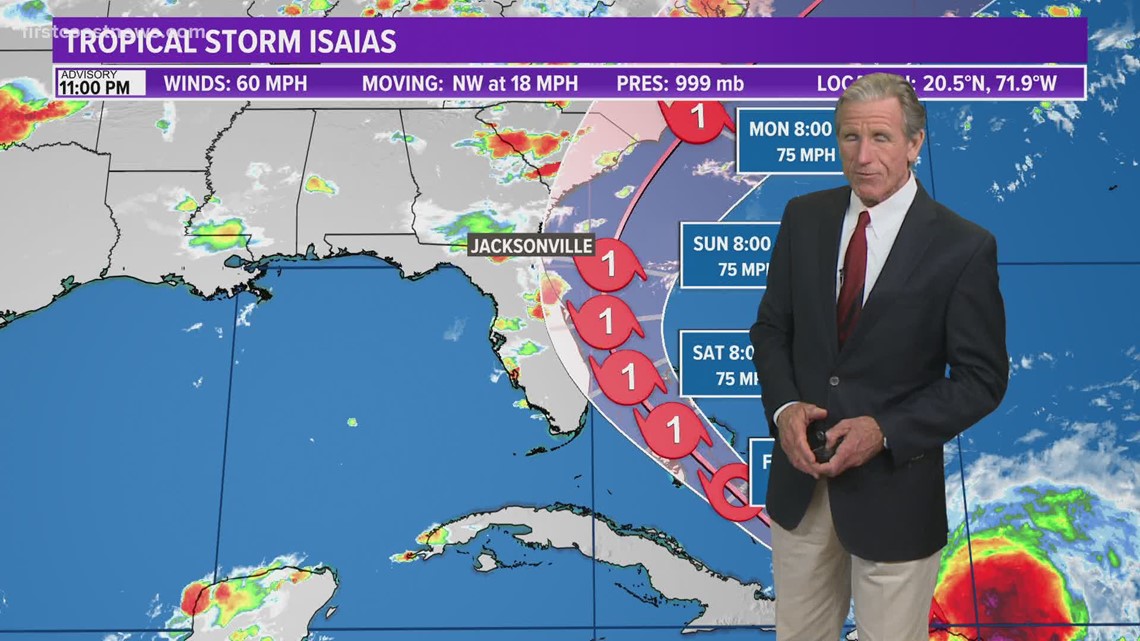 11 p.m. track of Tropical Storm Isaias | firstcoastnews.com