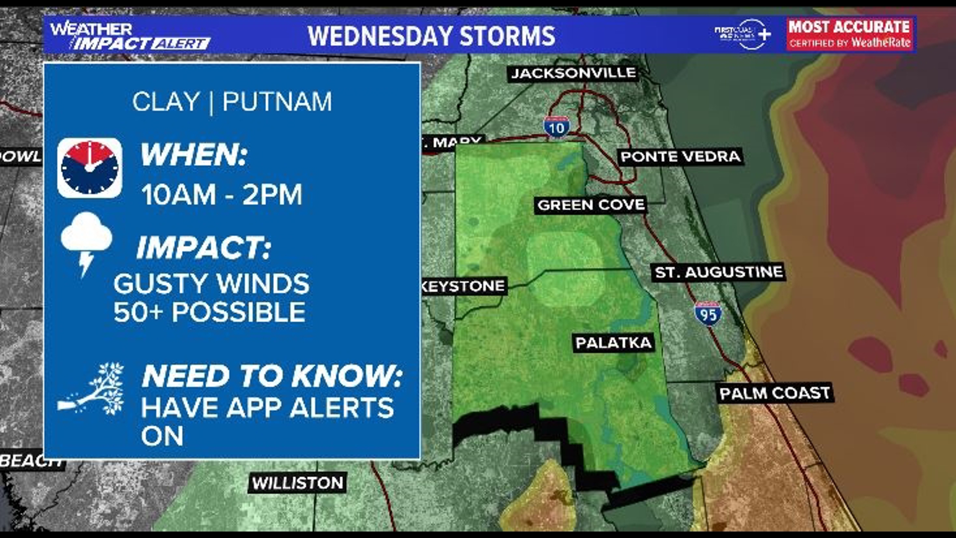 Weather Impact Alert issued for thunderstorms Wednesday | firstcoastnews.com