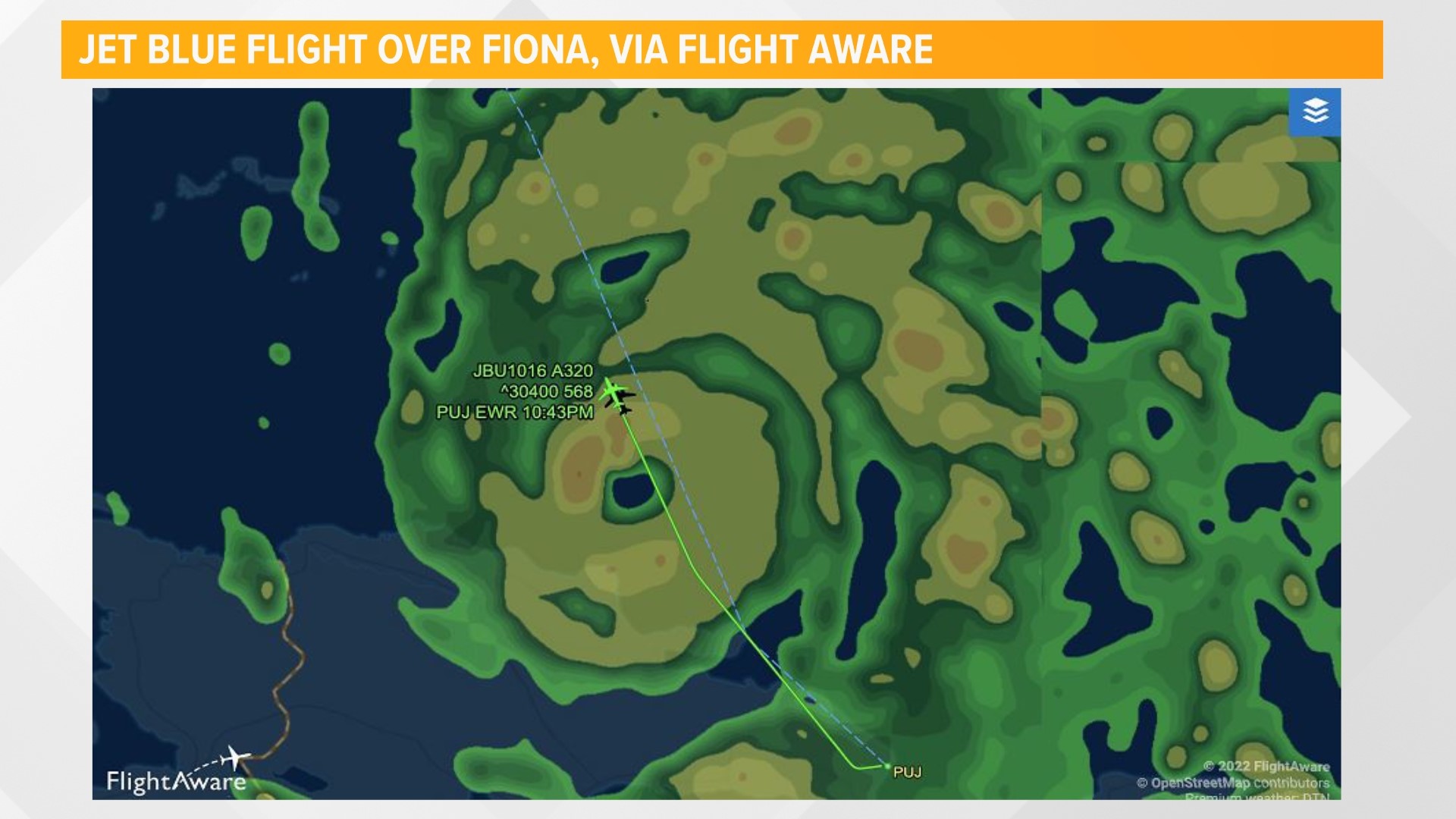 Jet Blue plane flies over eye of hurricane Fiona | firstcoastnews.com
