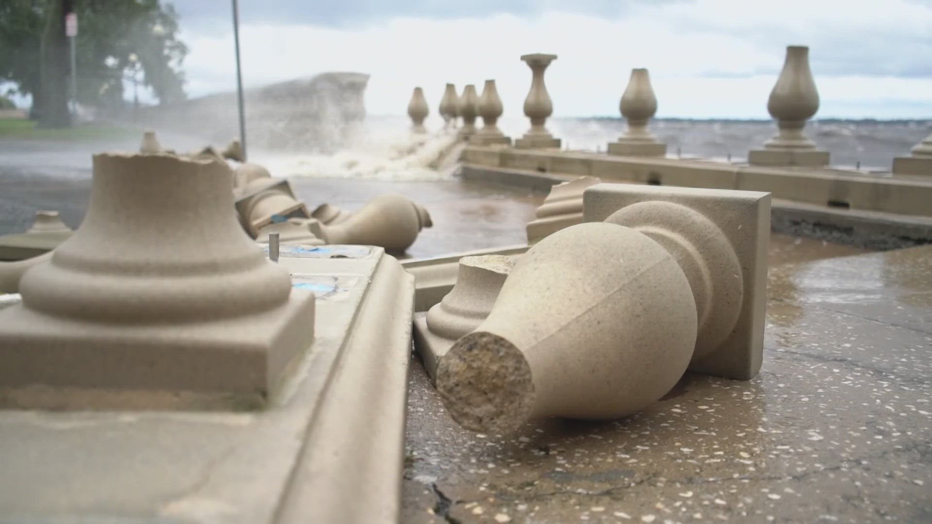 Hurricane Idalia destroys balustrades at Memorial Park in Riverside ...