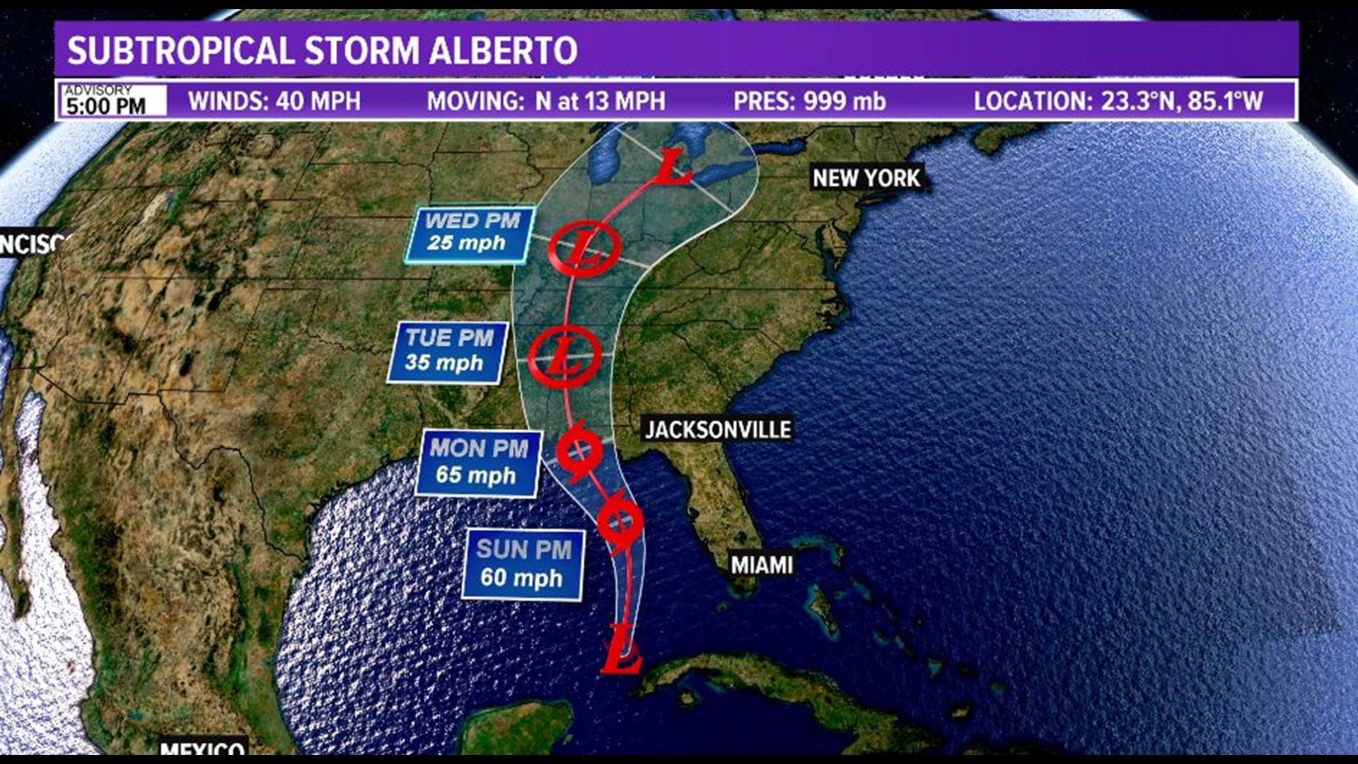 Track Subtropical Storm Alberto: Spaghetti models, forecast cone and ...