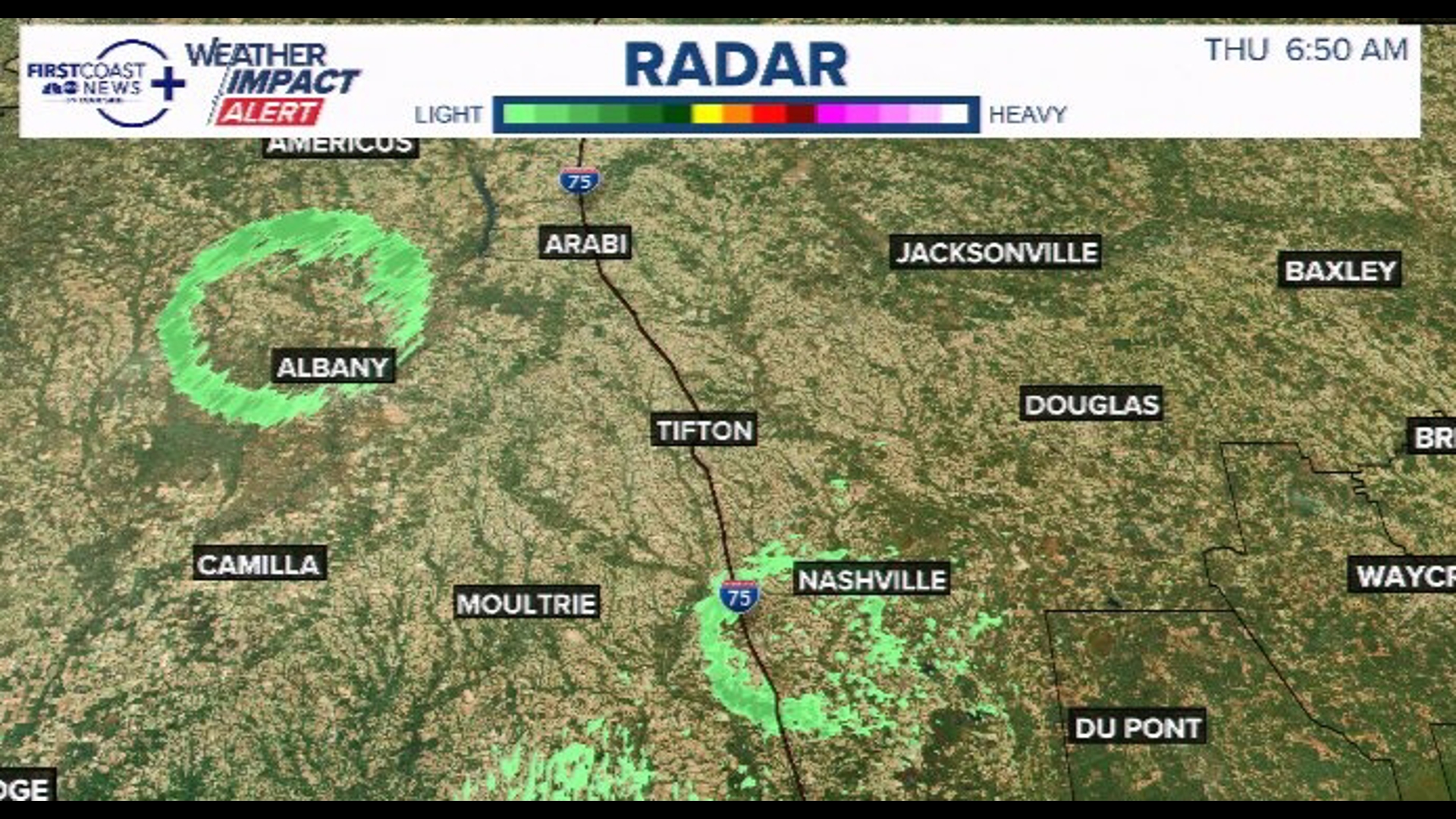 Expanding circles appeared on radar over South Georgia Thursday morning ...