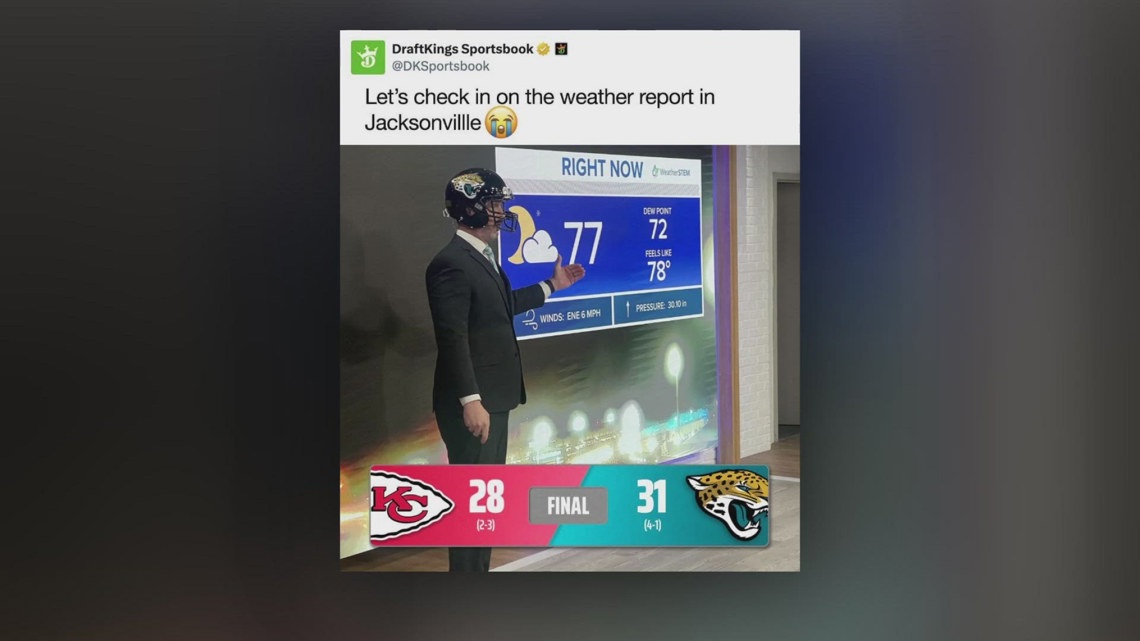 DraftKings tweets pic of Chief Meteorologist Lewis Turner giving ...