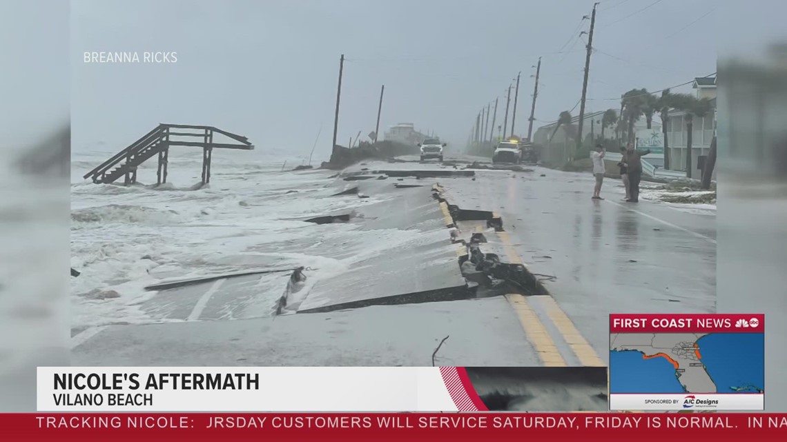 A1A back open after parts collapse during Tropical Storm Nicole storm ...