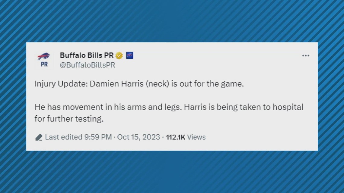 Buffalo Bills Damien Harris taken off field in ambulance ...
