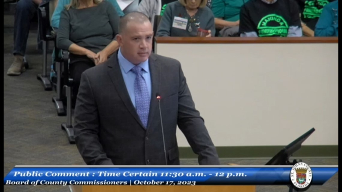 Former fire chief speaks at St. Johns County Commission meeting ...
