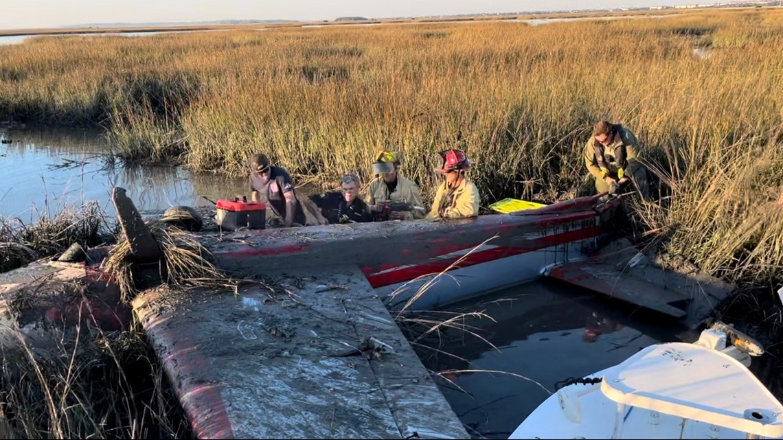 Rescuers said getting to pilot in marsh was challenging ...