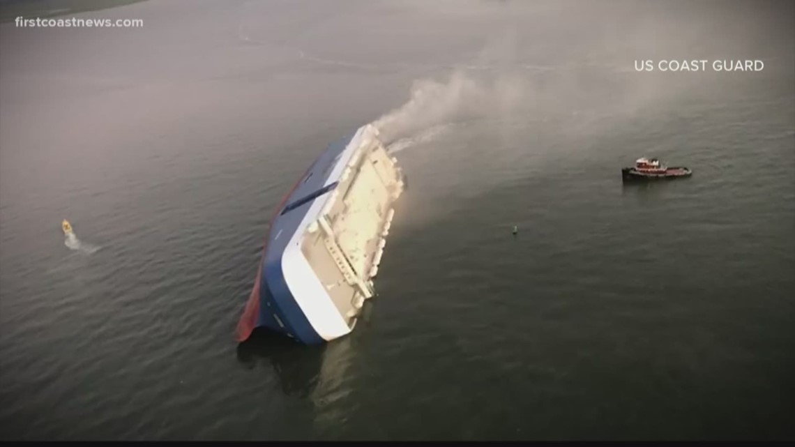 'No ship, no pay' Overturned cargo ship in St. Simons Sound blocks port ...