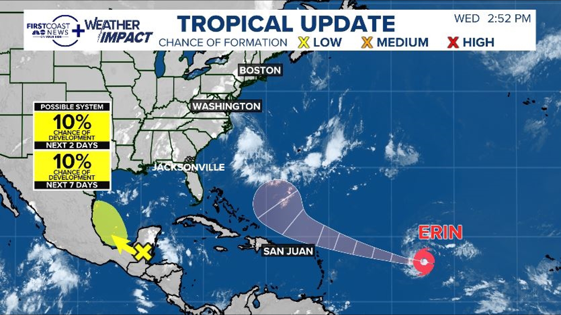 Tropical Storm Erin forecast for the East Coast of Florida, U.S ...