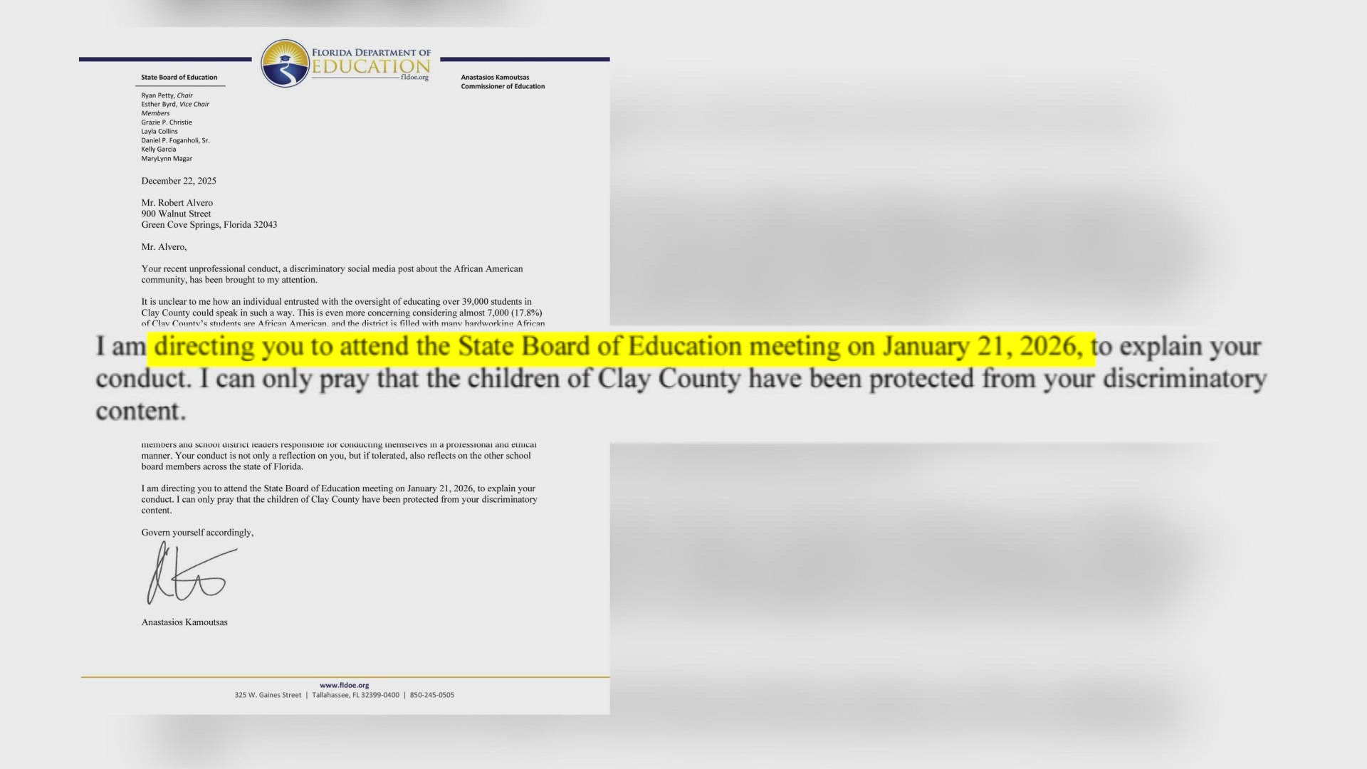 'He won't be there': Clay County School Board member won't appear ...