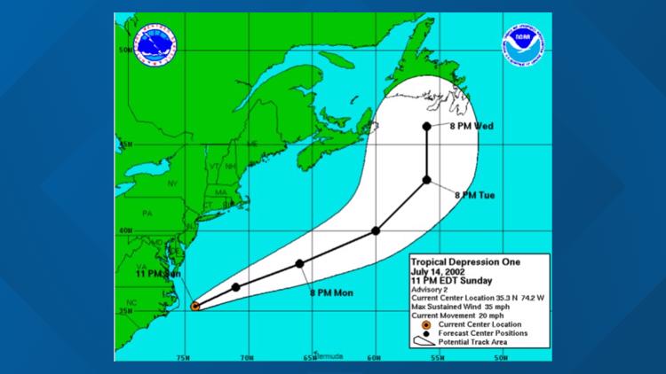 The first cone of uncertainty for a hurricane issued 21 years ago ...