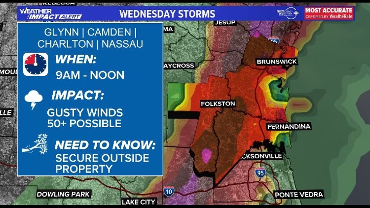 Weather Impact Alert issued for thunderstorms Wednesday | firstcoastnews.com