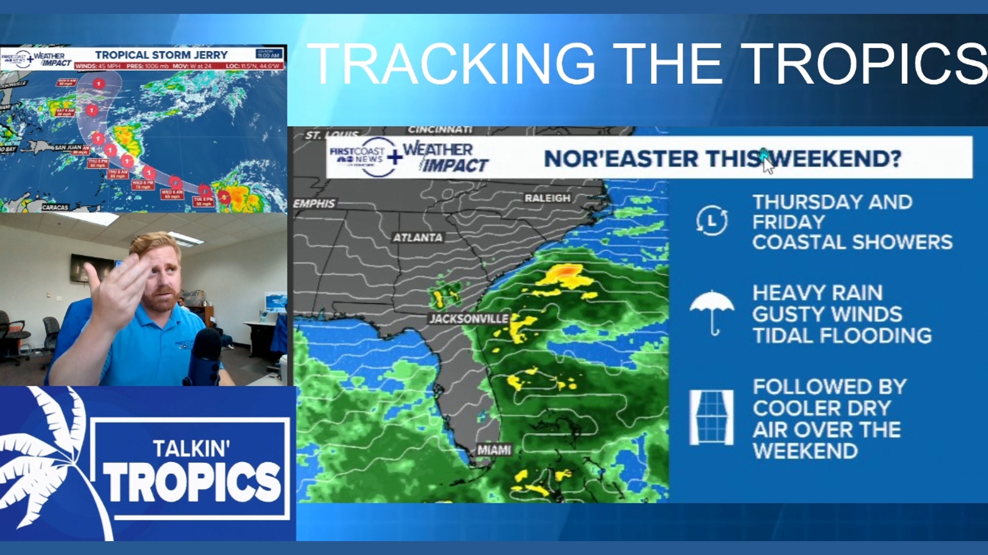 Tropical Storm Jerry slowly strengthens east of the Caribbean and a new ...