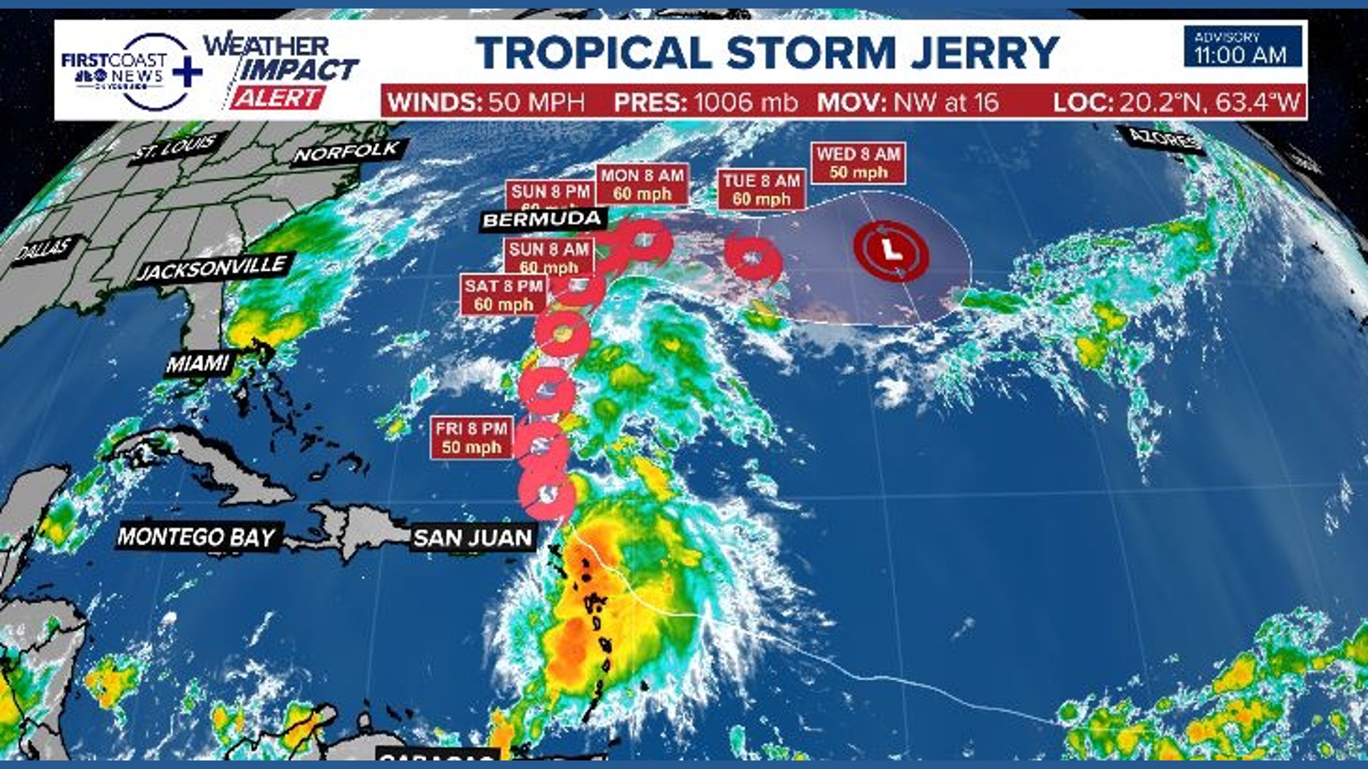 Tropical Storm Jerry forecast | 10th named storm forms, will not hit U ...