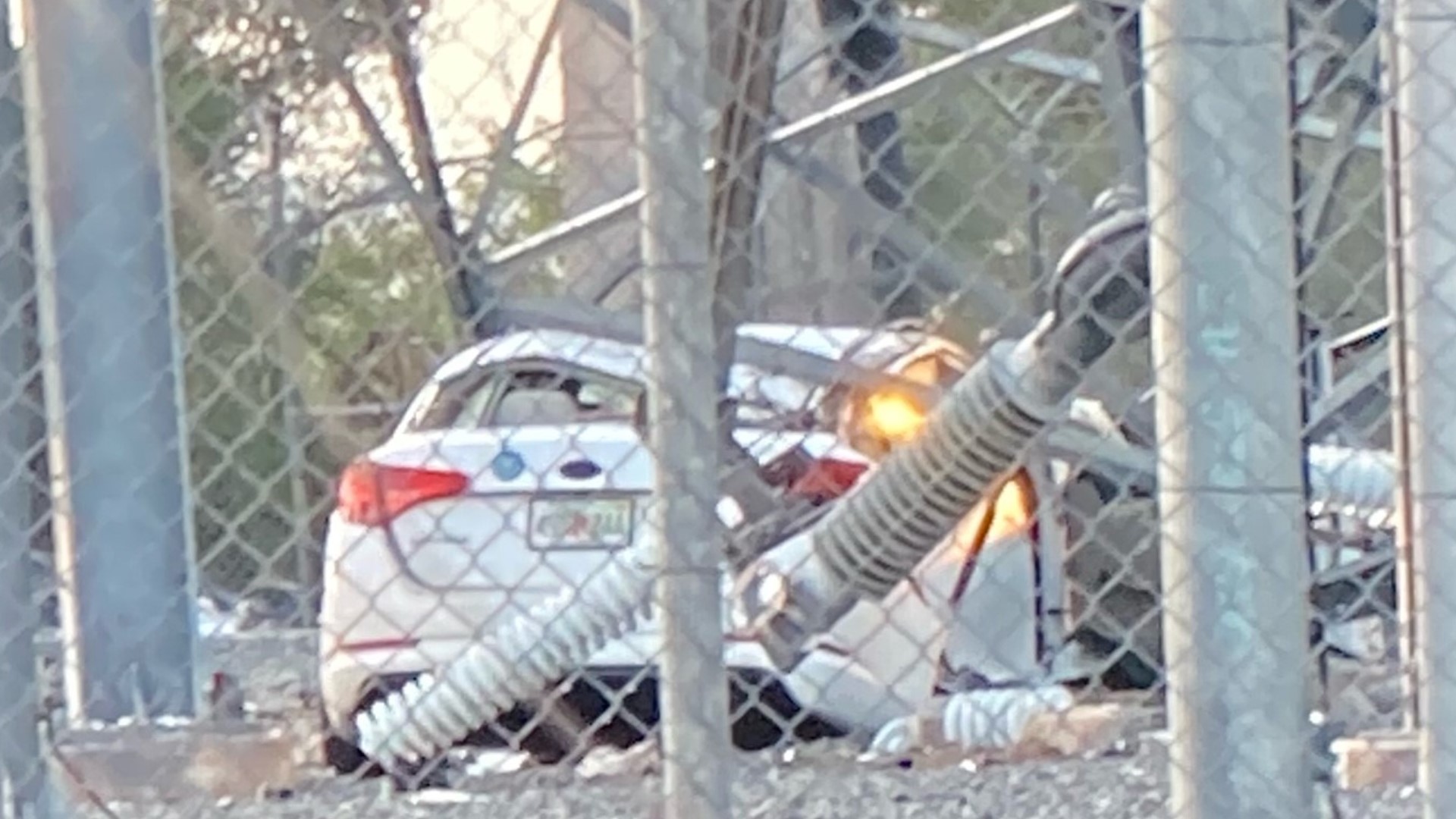 Pictures: Car slams into St. Augustine FPL Substation | firstcoastnews.com