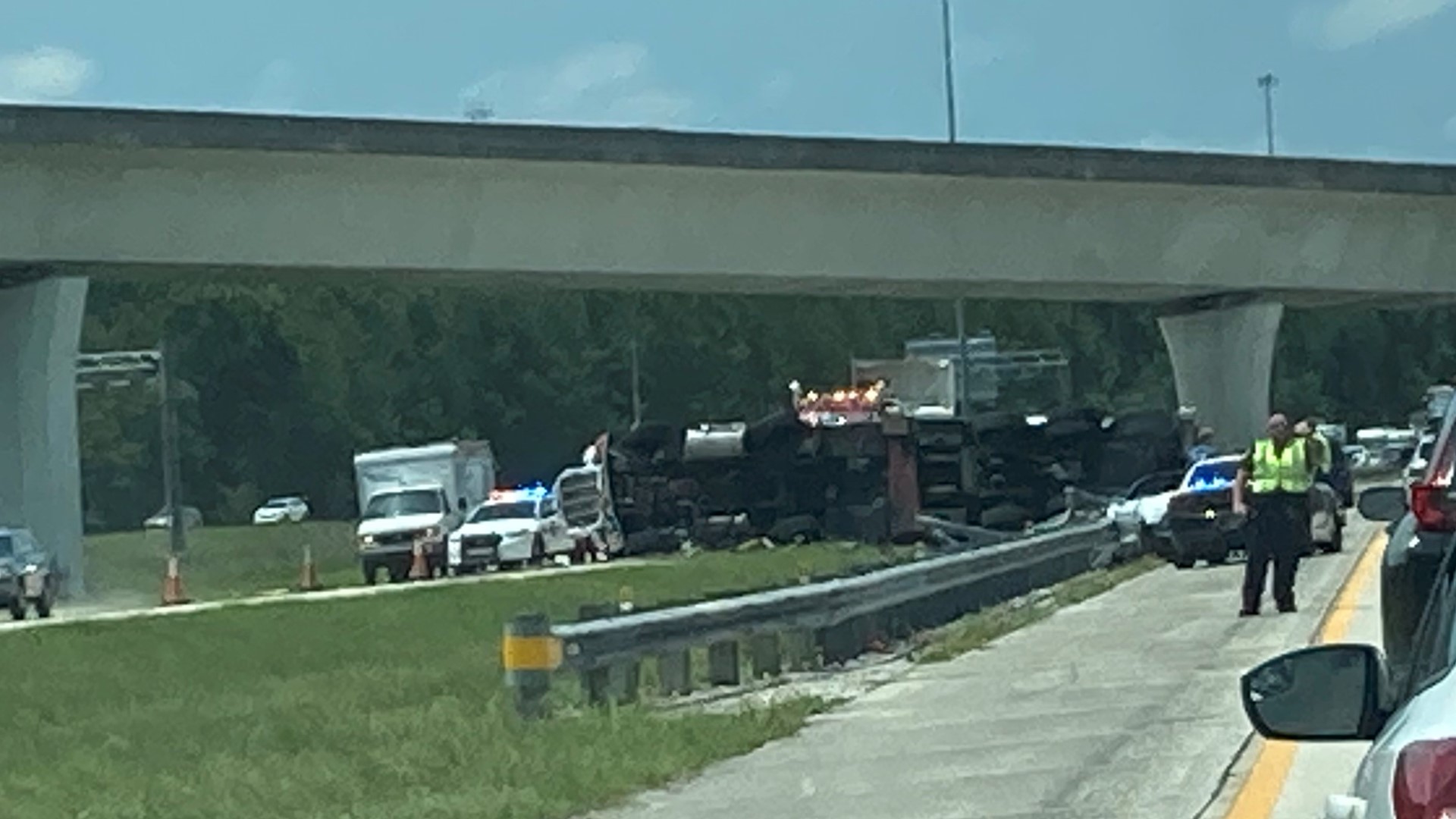 Multi-car crash involving overturned truck on I-95 south ...