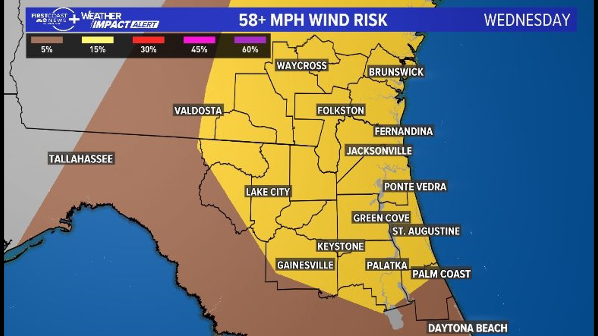 Weather Impact Alert issued for thunderstorms Wednesday | firstcoastnews.com