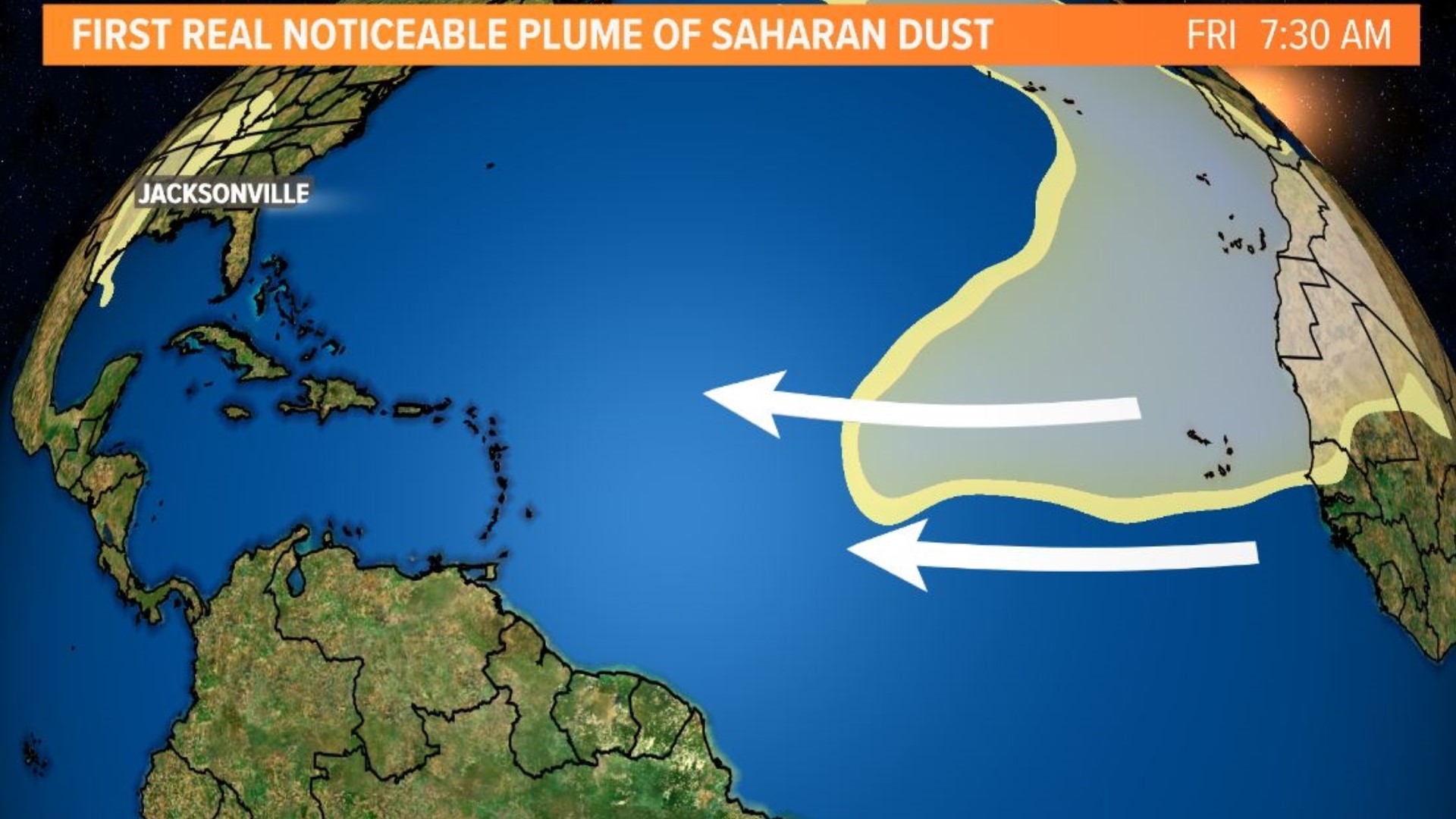 Plume of Saharan dust is moving over the tropical Atlantic. What does ...
