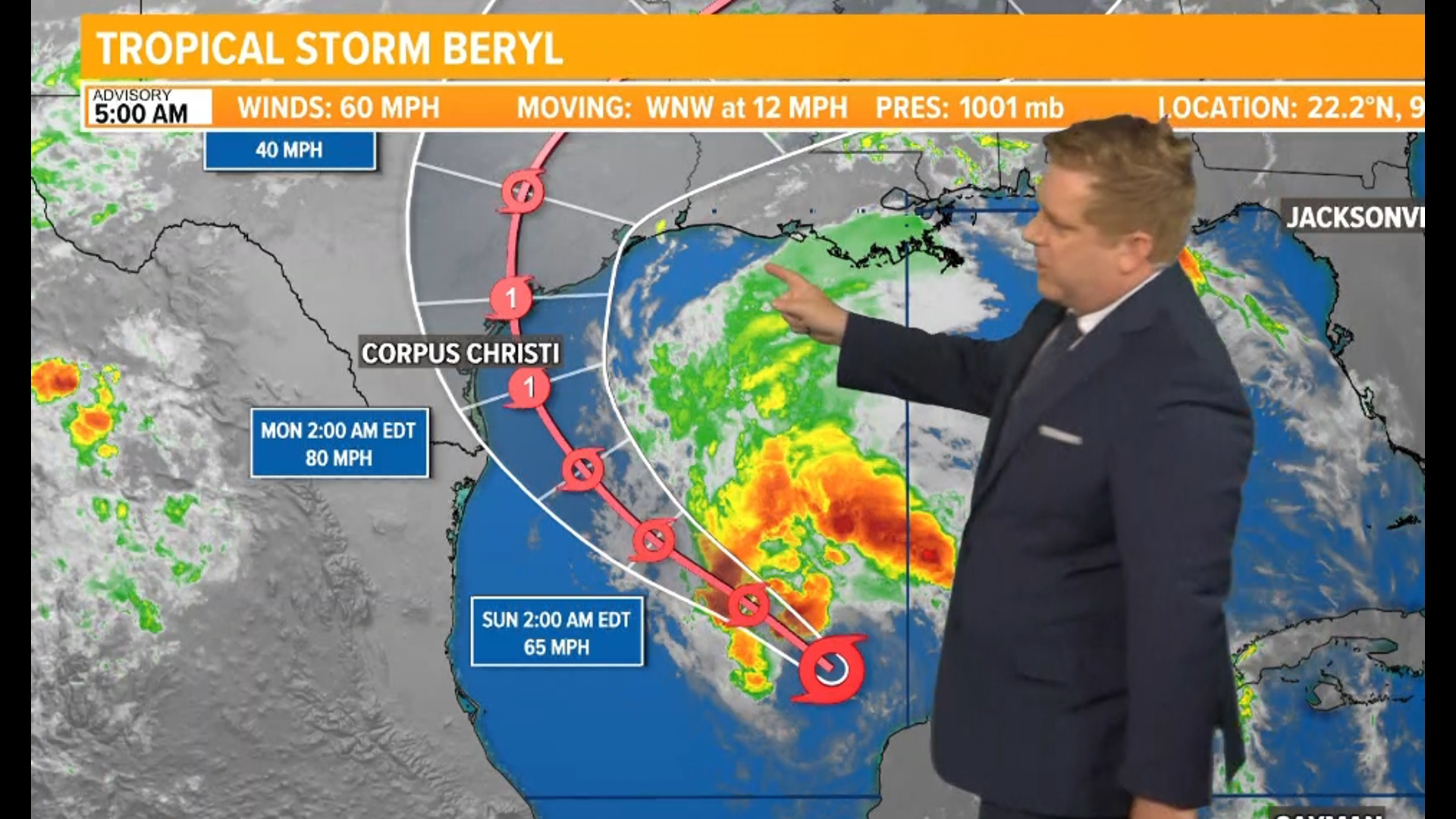 Beryl tracks towards the Texas Coastline, hurricane watches in place ...