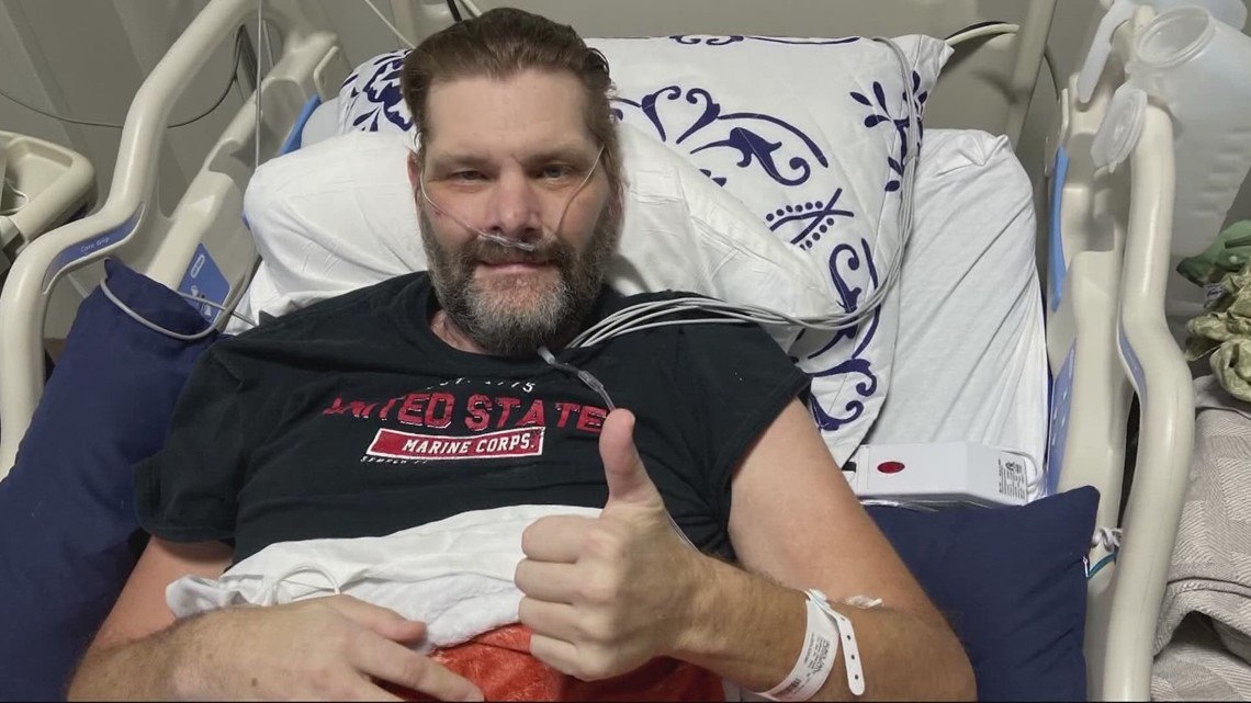 Man who received lifesaving ECMO treatment visits hospital staff ...