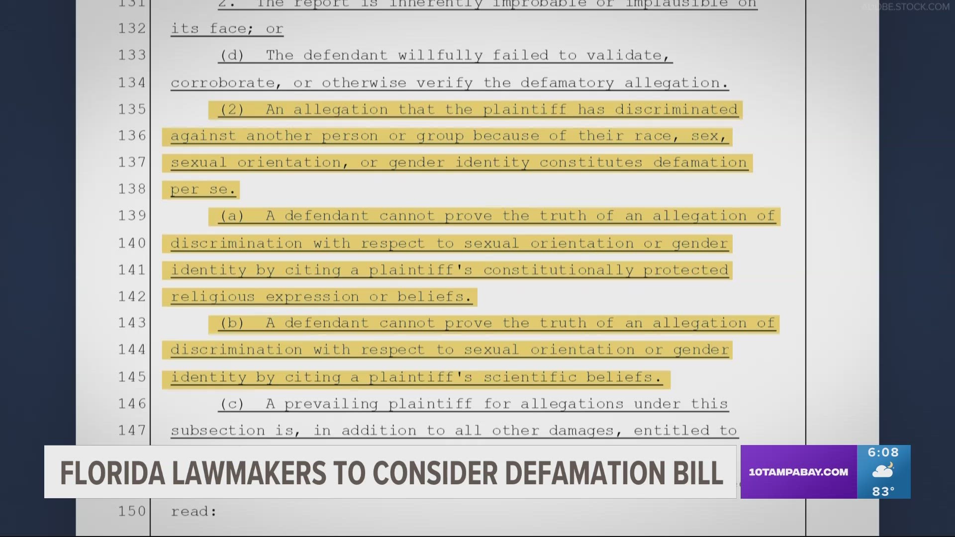 Florida lawmakers to consider defmation bill this week | firstcoastnews.com