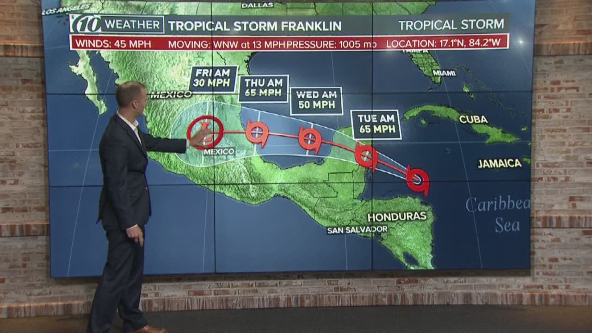 Tropical Storm Franklin develops overnight with 45 mph winds ...