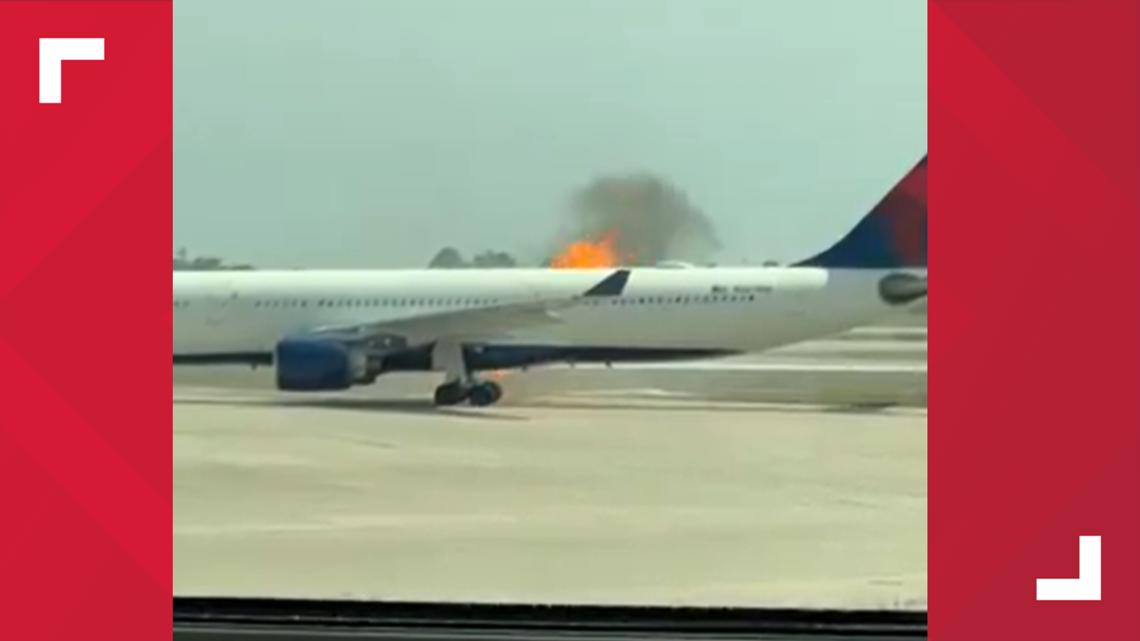 Delta flight's engine catches fire at Florida airport, passengers ...
